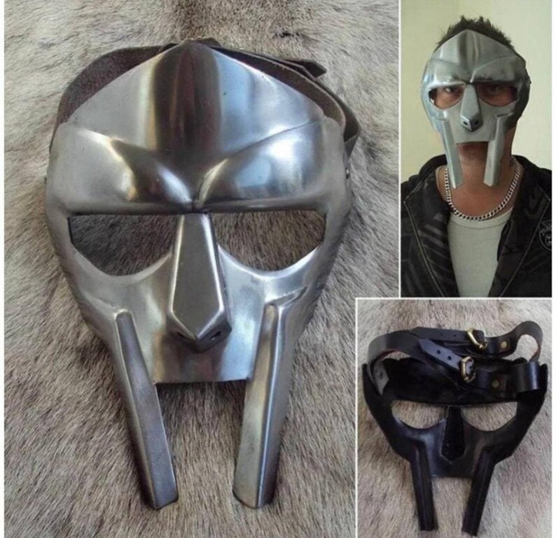 MF DOOM Mask Gladiator Face Mask Mad-villain Steel Face Armor Medieval ...