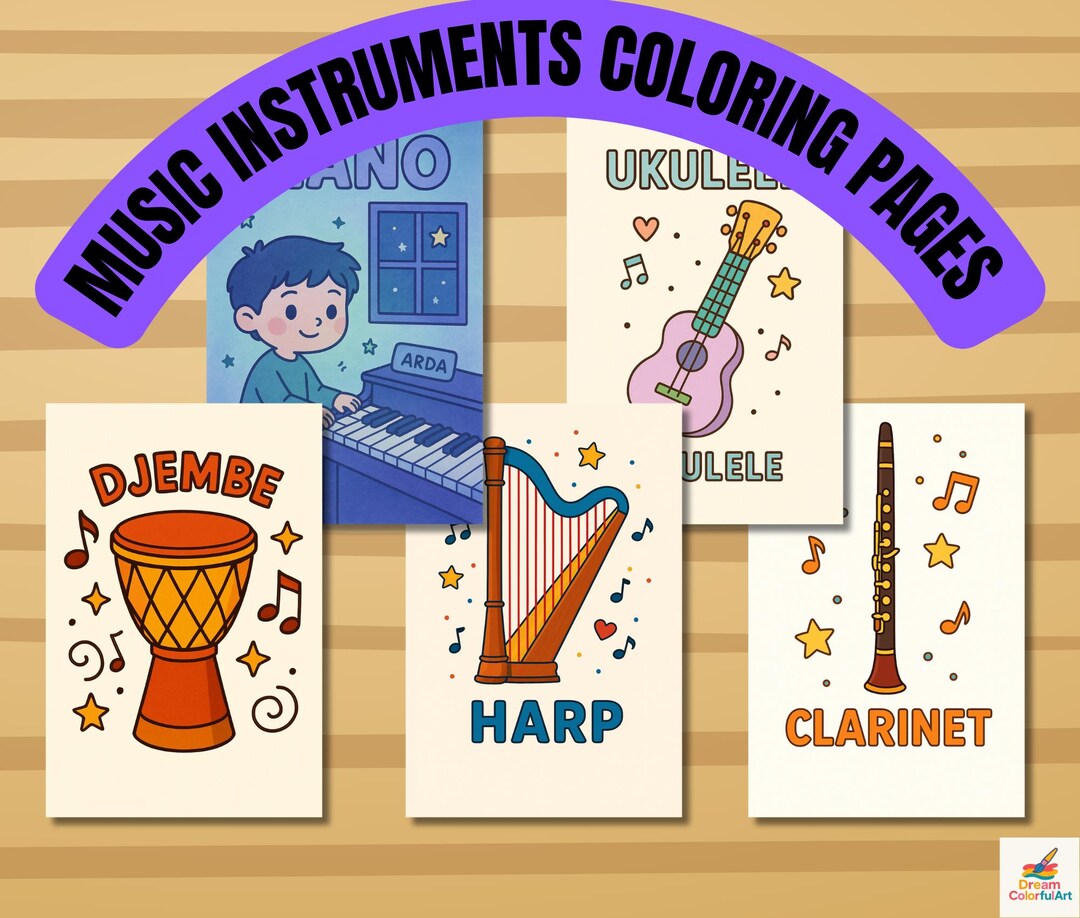 Musical Instruments Coloring Book for Kids – 20+ Preschool Activity ...