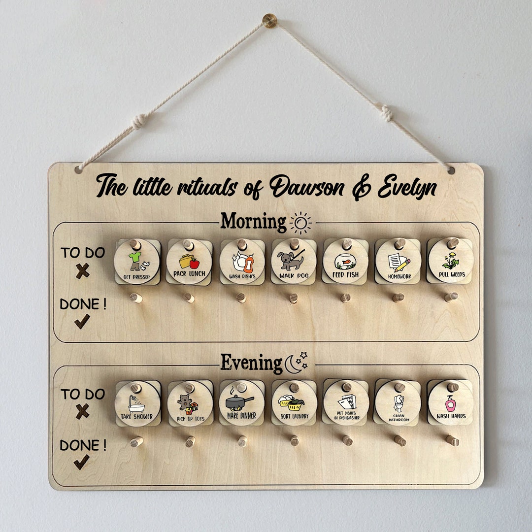 Personalized Wooden Routine Chart Daily Checklist Board Kids - Etsy