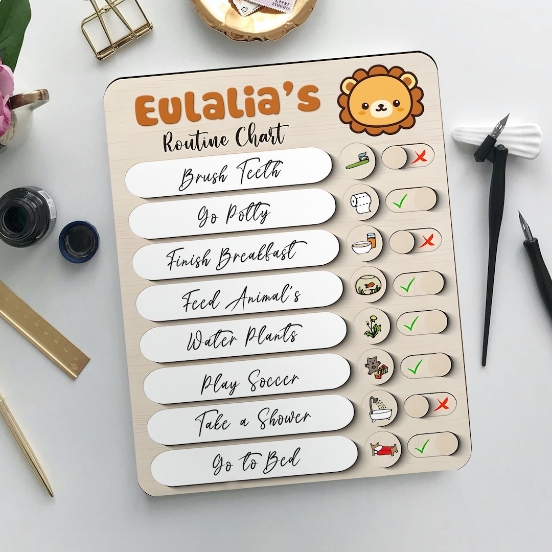 Personalized Wooden Daily Routine Chart for Kids Morning - Etsy