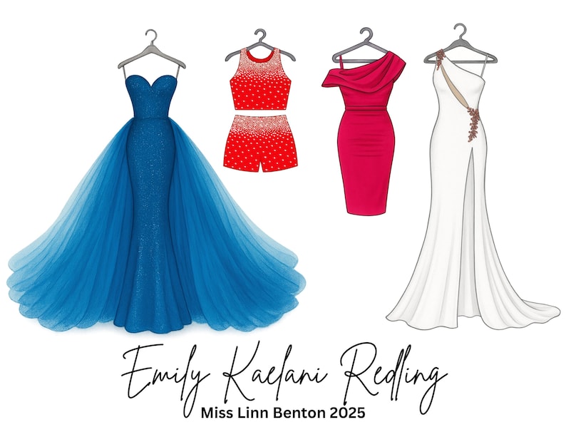 Custom Wardrobe Digital Portrait Drawing | FOUR OUTFITS (digital ...