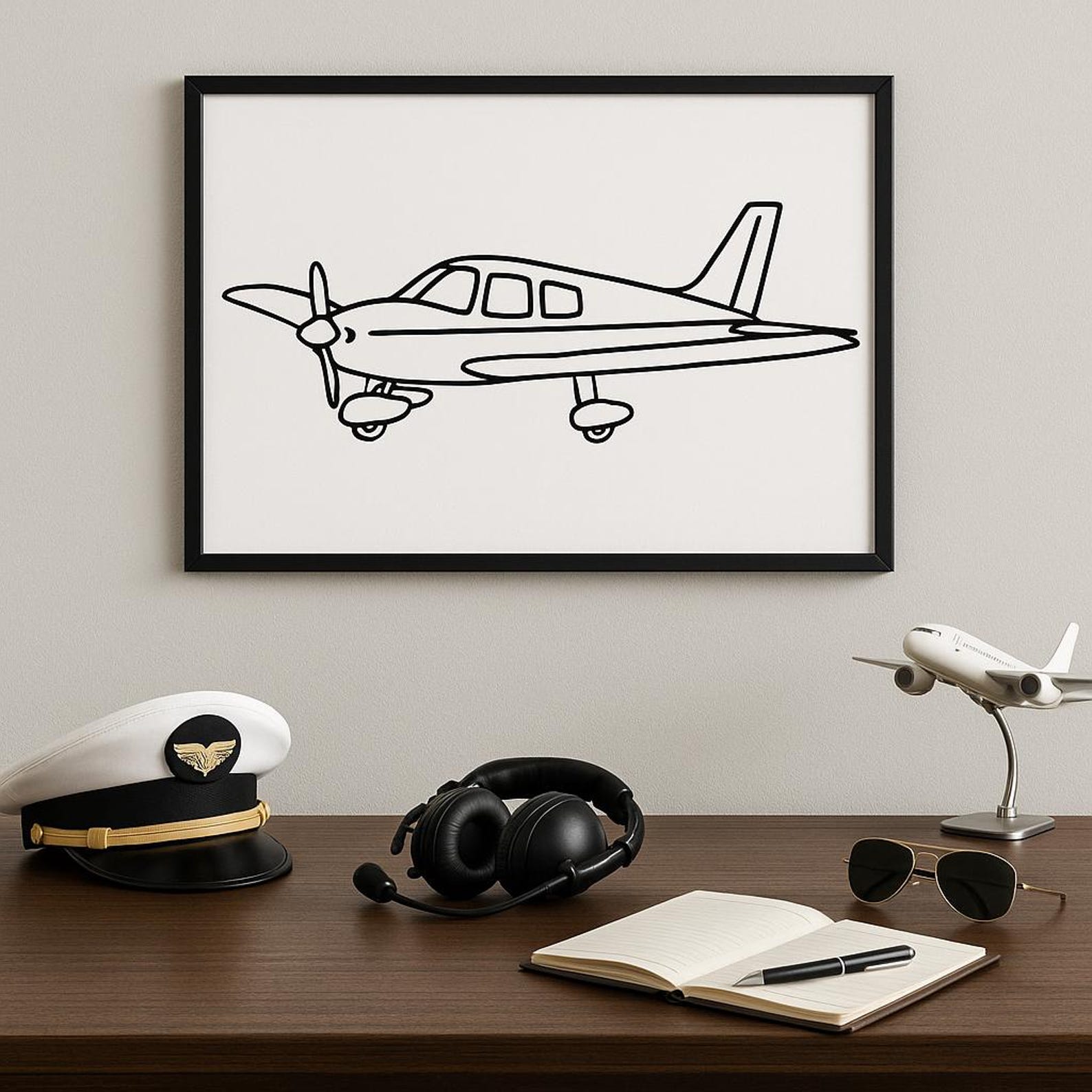 Piper Airplane Line Art – Printable Aviation Wall Art – Pilot Gift ...