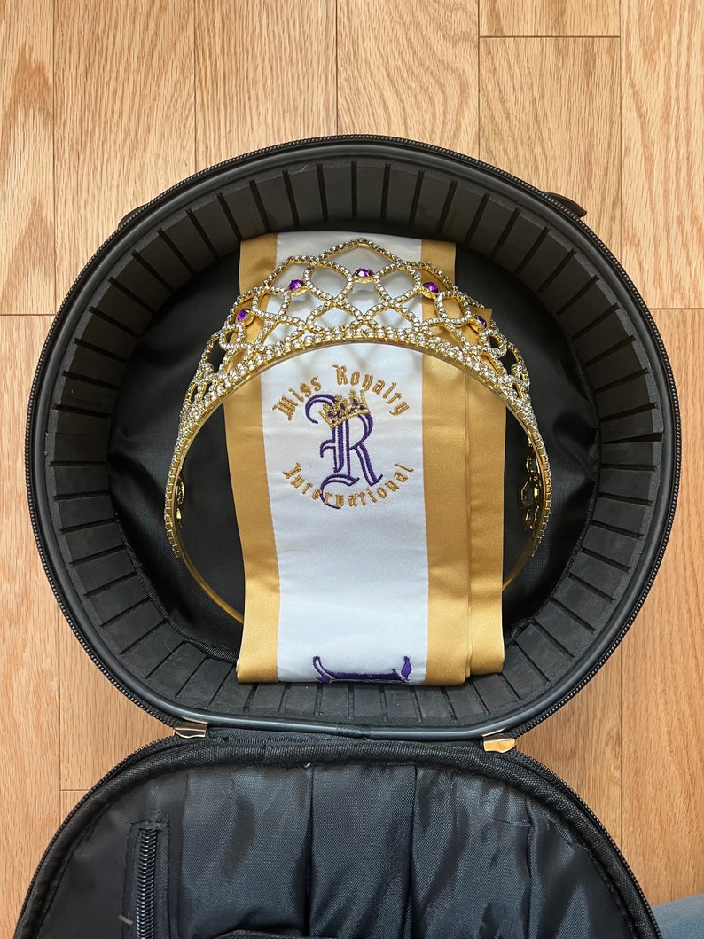 Pink Crown & Sash Travel Case | Pageant Crown Box, Competition Crown ...