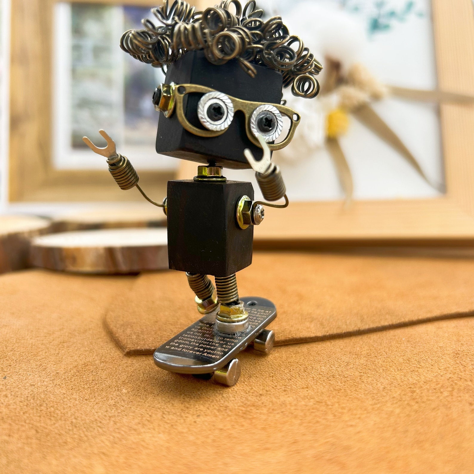 Handmade Steampunk Robot Figurines & Knick Knacks, Skate Boy, Desk ...