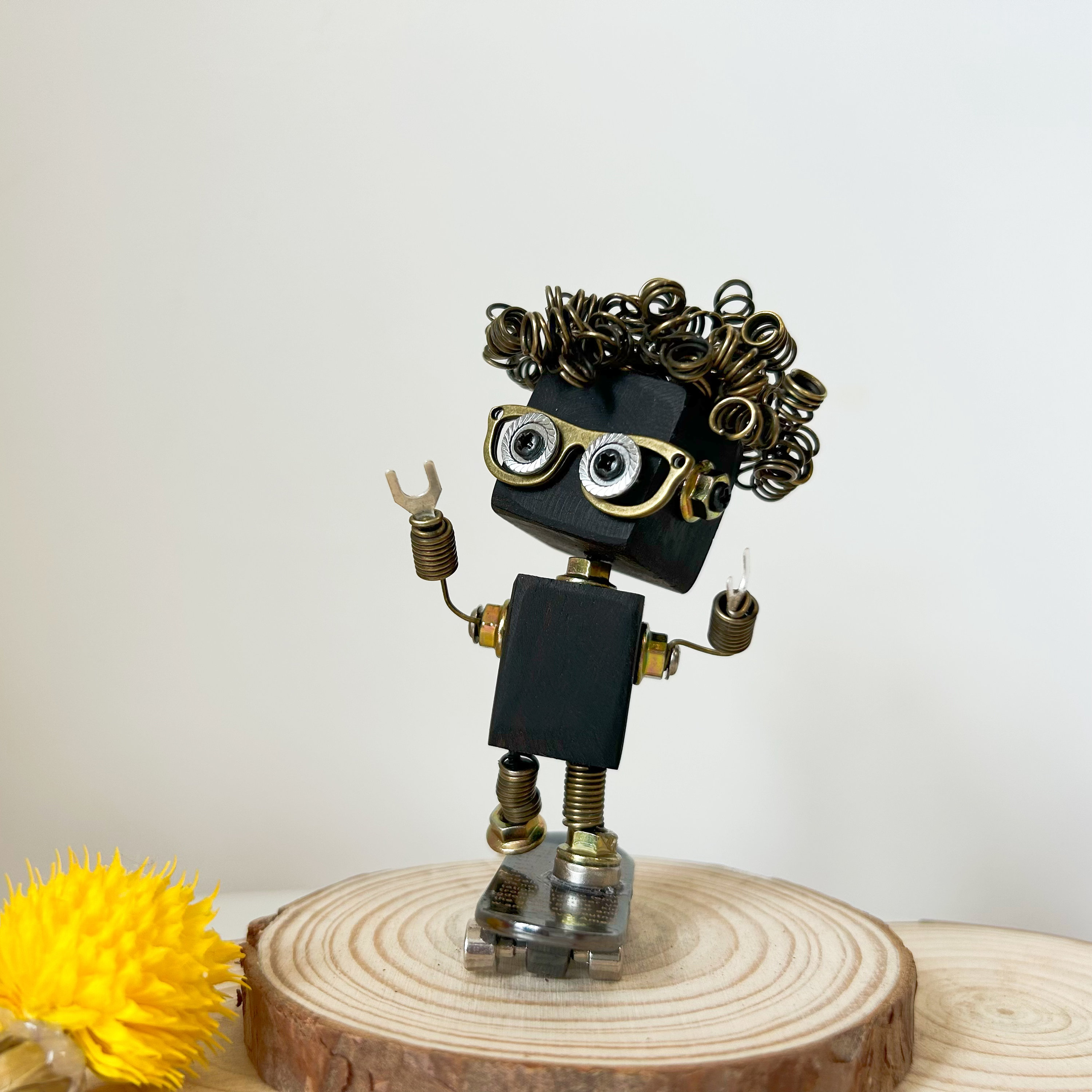Handmade Steampunk Robot Figurines & Knick Knacks, Skate Boy, Desk ...