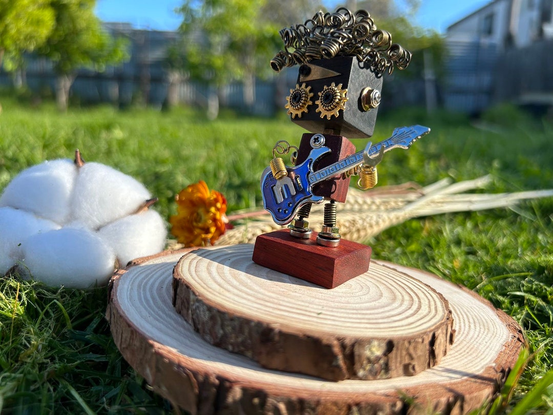 Handmade Steampunk Robot Figurine & Knick Knack's Robot, Guitarist ...
