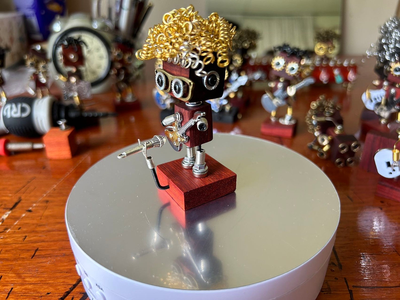 Handmade Steampunk Robot Figurine & Knick Knack's Robot, Guitar Player ...