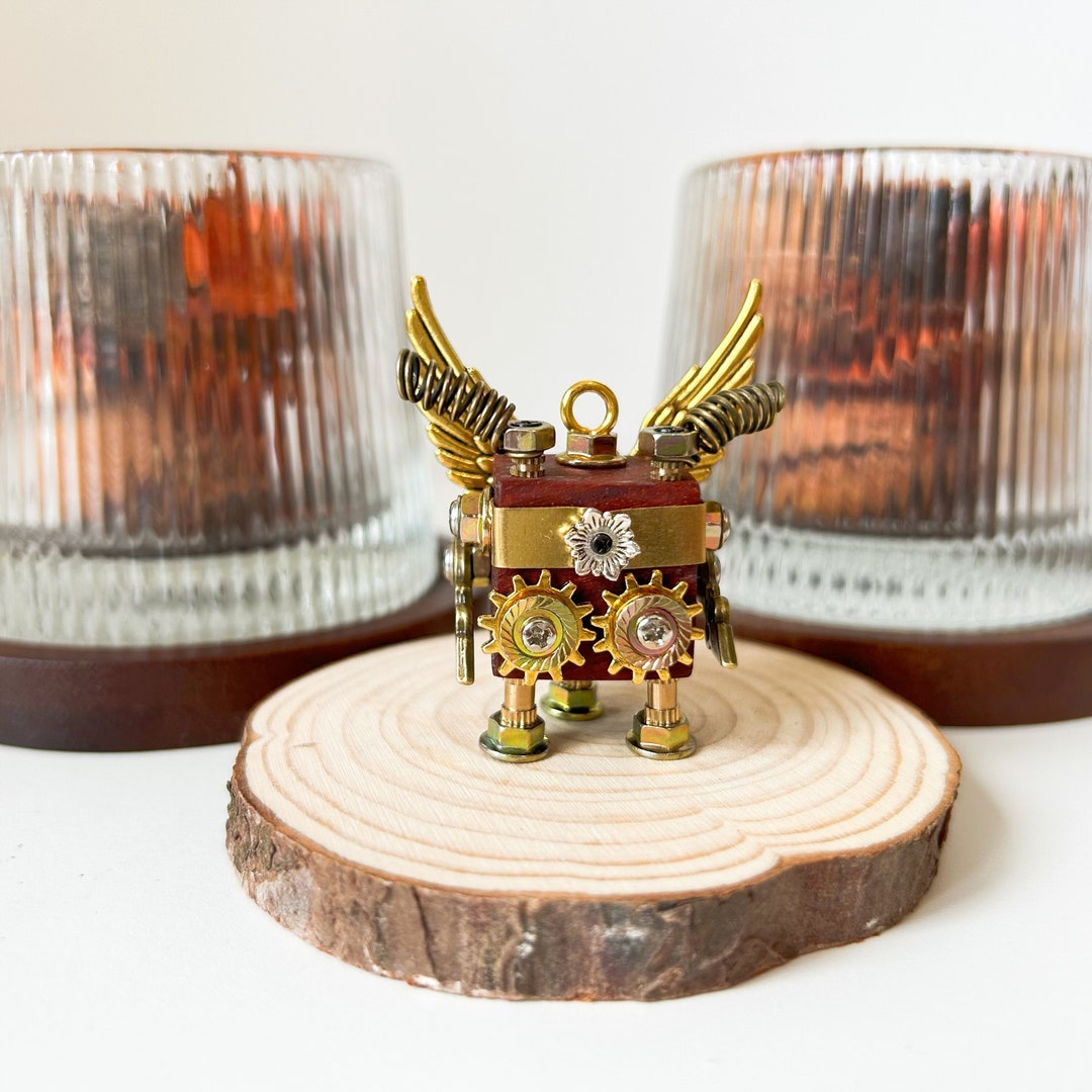 Handmade Steampunk Wooden Robot. Chief of the Tribe, Keychain Decor ...