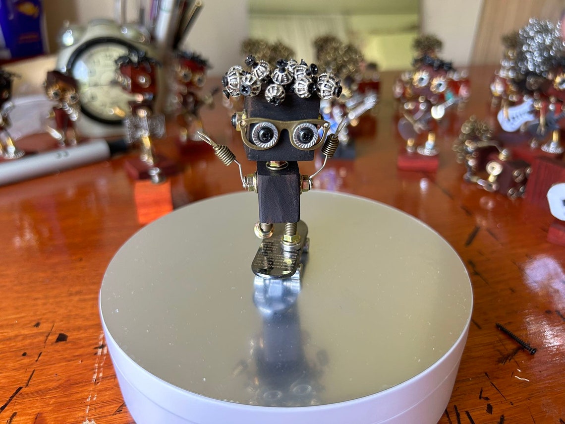 Handmade Steampunk Robot Figurines & Knick Knacks, Skate Boy, Desk ...
