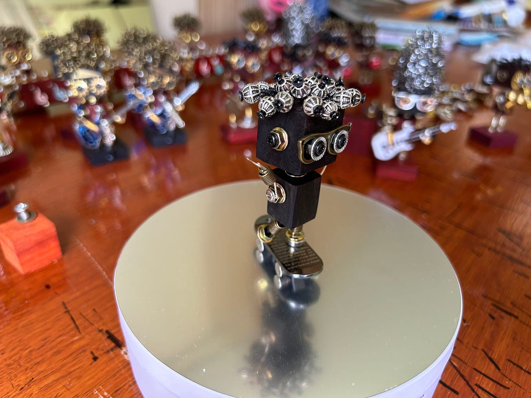 Handmade Steampunk Robot Figurines & Knick Knacks, Skate Boy, Desk ...