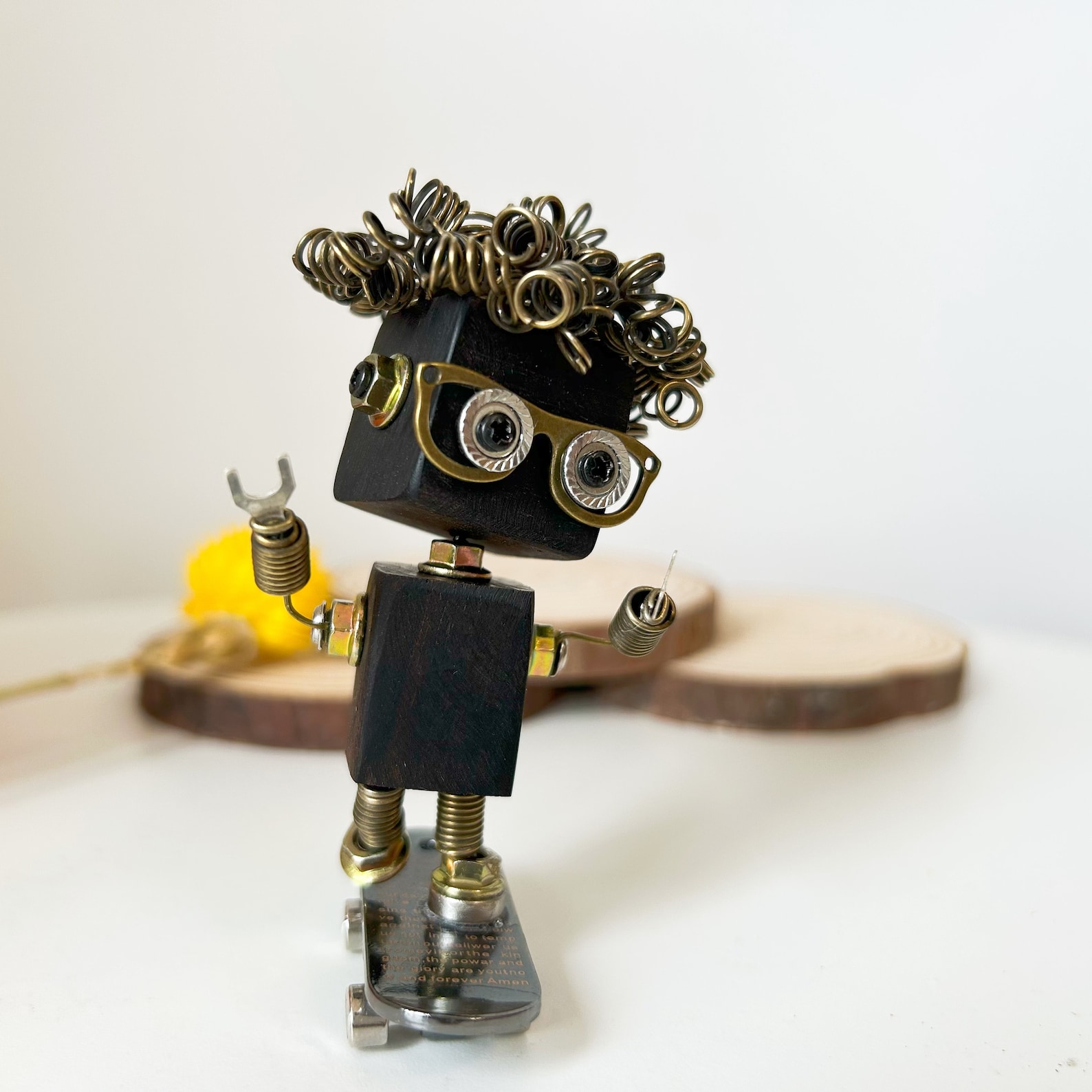Handmade Steampunk Robot Figurines & Knick Knacks, Skate Boy, Desk ...