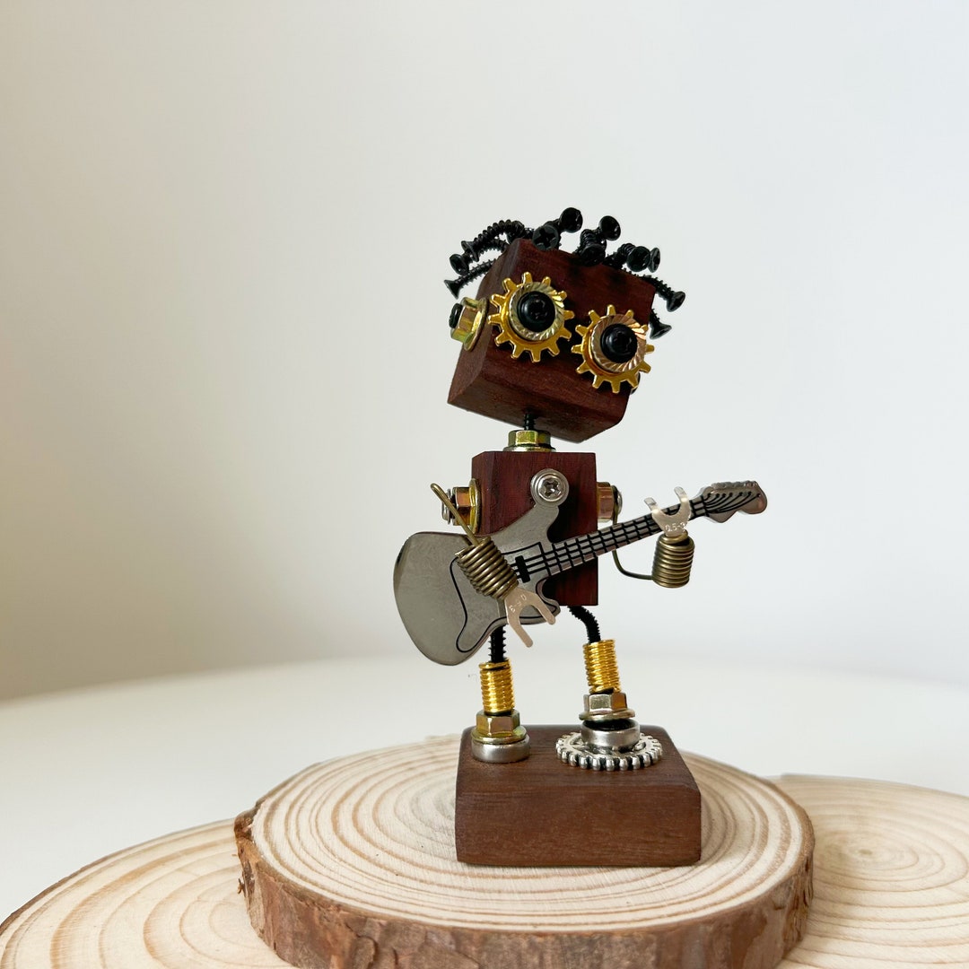 Handmade Steampunk Robot Figurines & Knick Knacks, Guitar Man, Desk ...