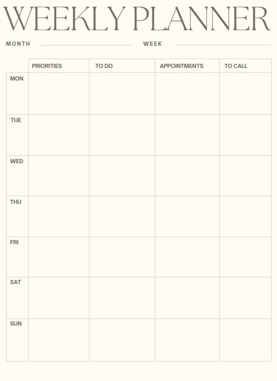 Printable Weekly Planer - Etsy