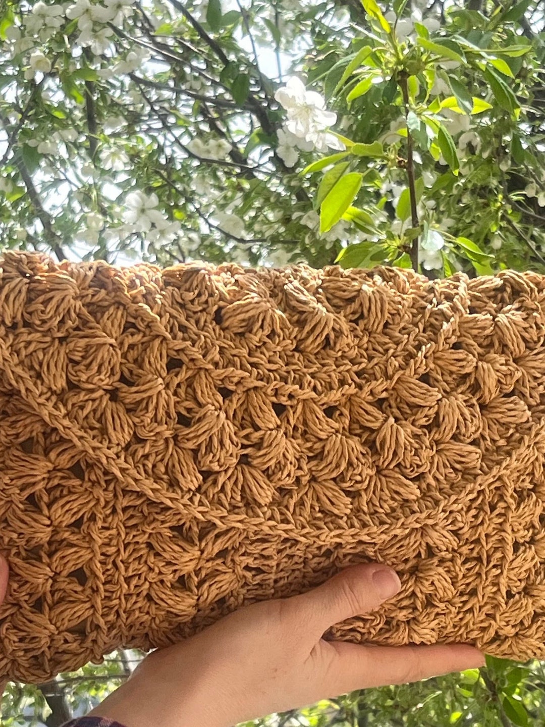 Raffia Knit Bag in Tan, Crochet Raffia Handbag, Summer Bag, Handmade ...