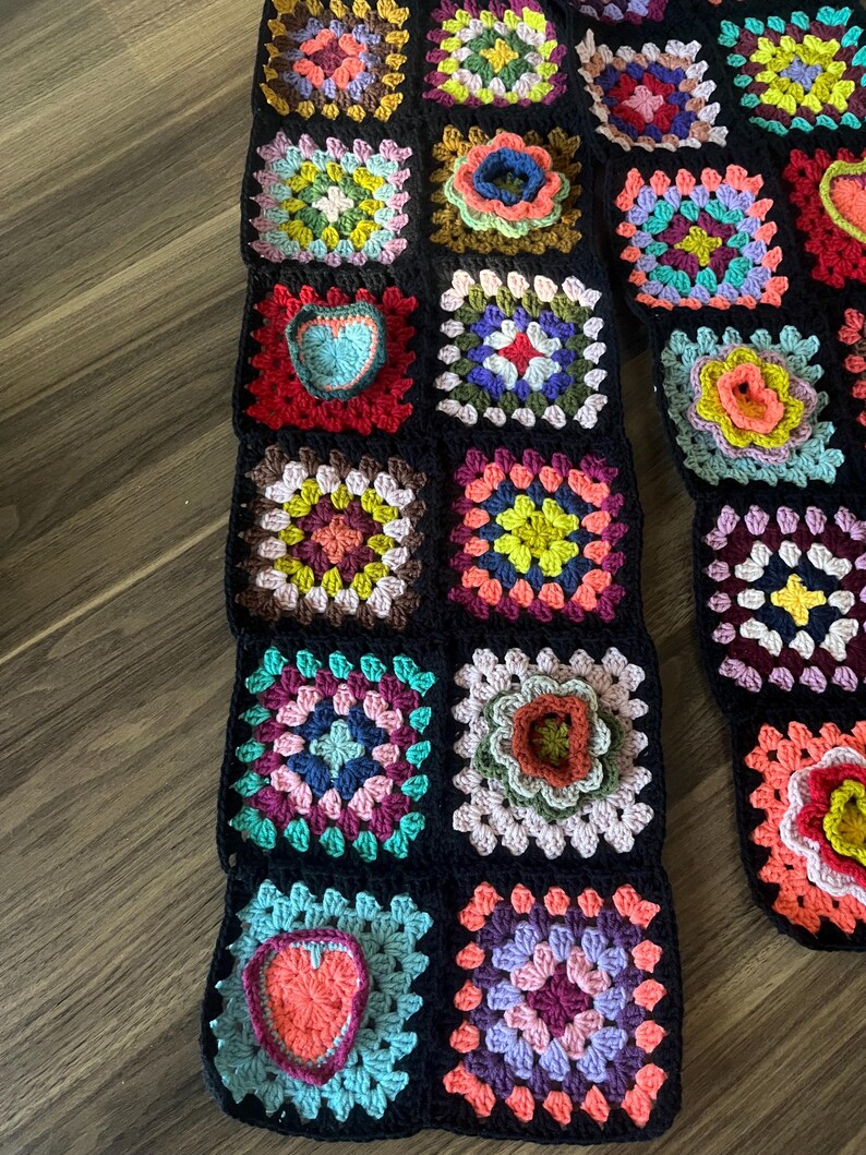 Handmade Crochet Patchwork Scarf: Colorful Knit Boho Shawl - Etsy