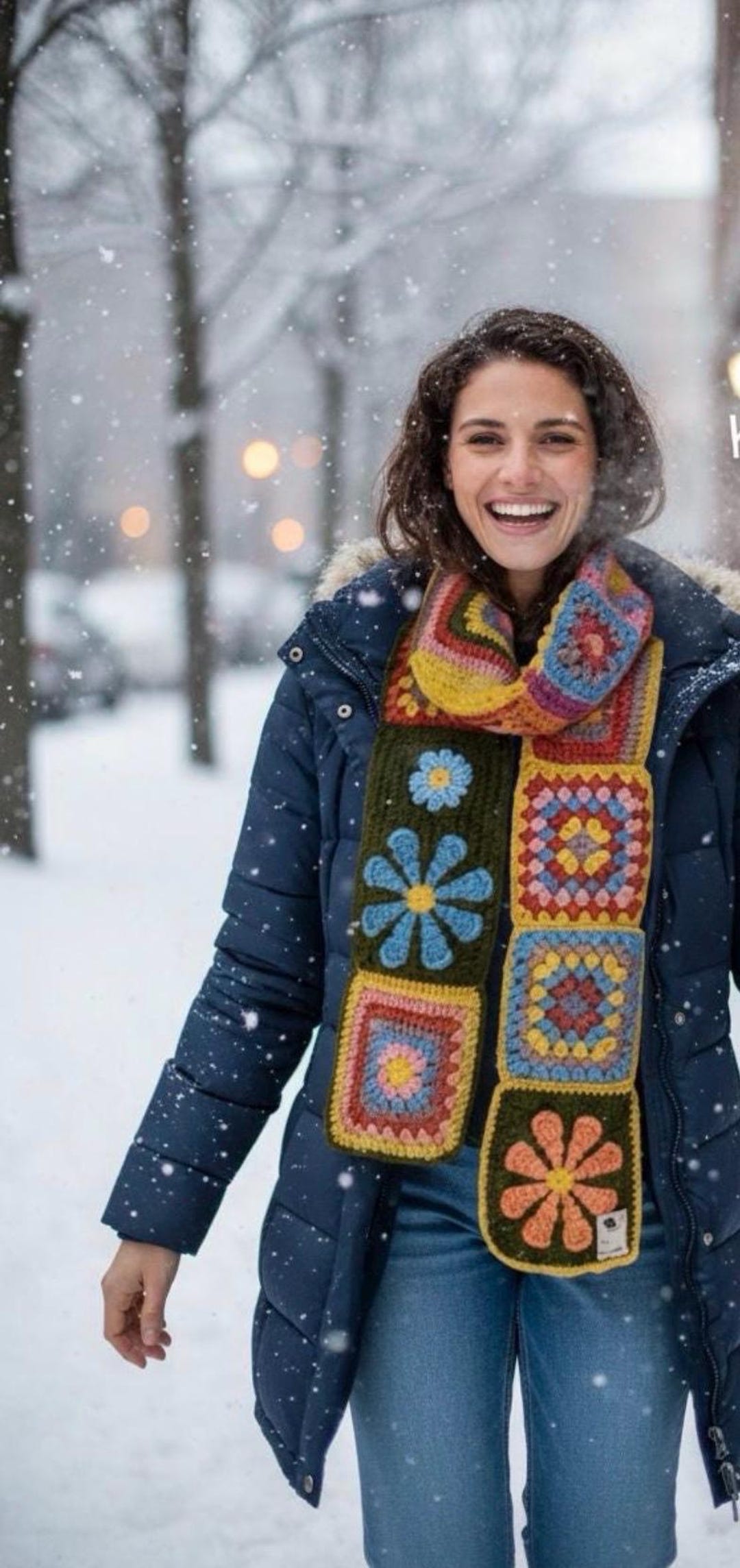 Desing Crochet Patchwork Scarf: Handmade Cotton Boho Flower Shawl - Etsy