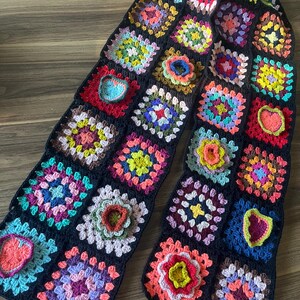 Handmade Crochet Patchwork Scarf: Colorful Knit Boho Shawl - Etsy