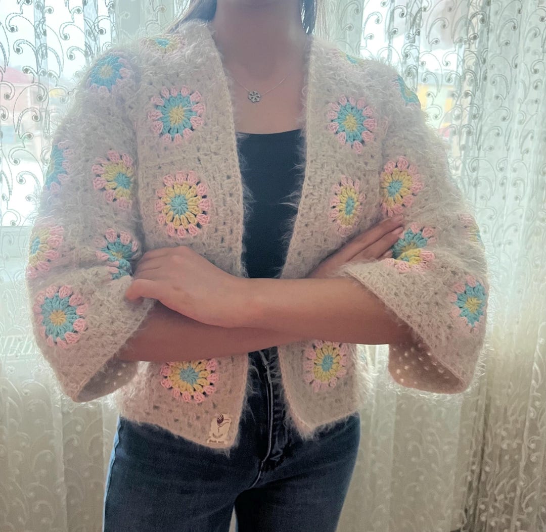 One of a Kind Handmade Crochet Cardigan – Designer Granny Square Jacket ...