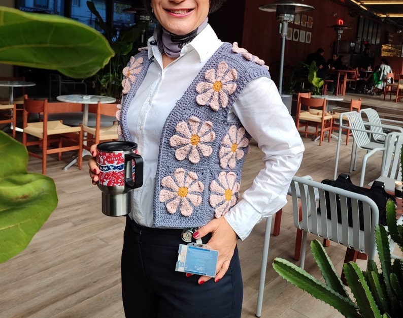 Crochet Daisy Vest, Knitted Colorful Festival Waistcoat,crochet ...