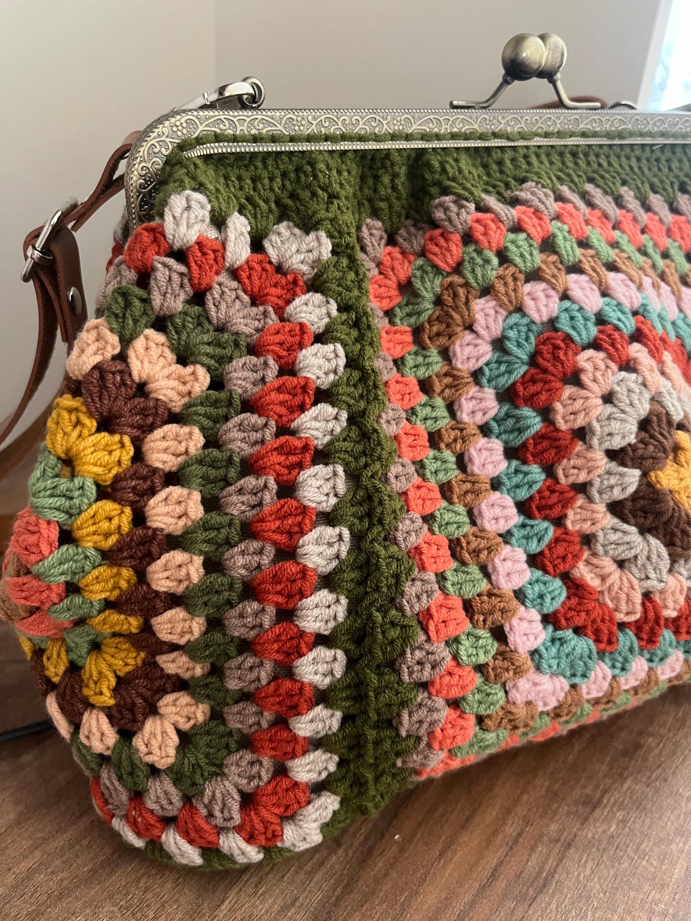 Poppins Bag,granny Square Crochet Bag , Vintage Crochet Bag, Vintage ...