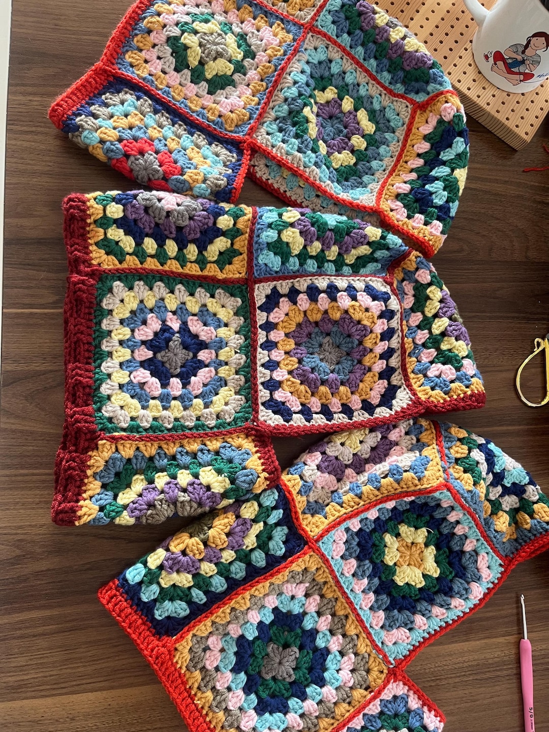 Handmade Granny Square Crovhet Beanies Colorful and Unique Boho Granny ...