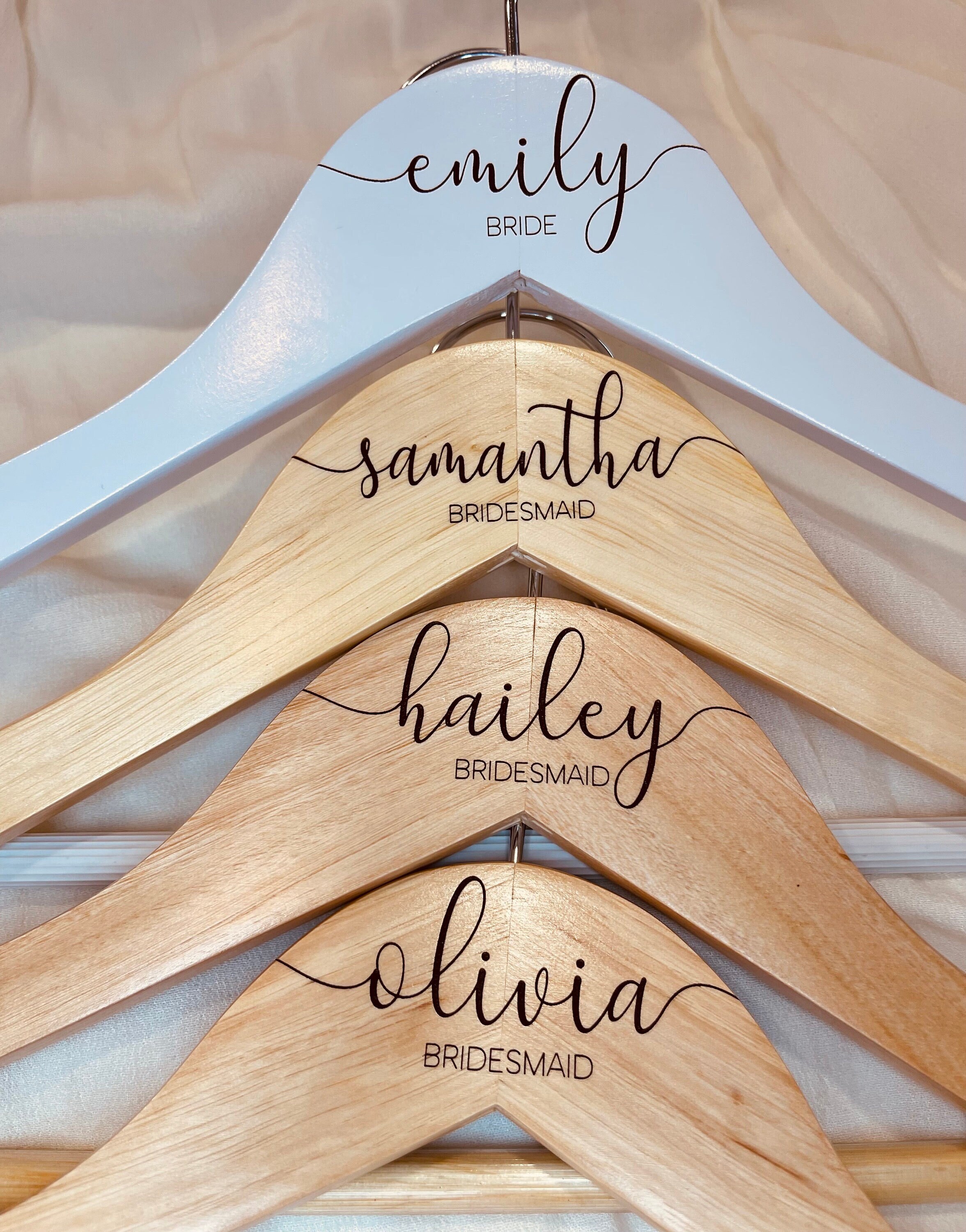 Personalized Bridesmaid Hangers, Wedding Hanger, Wooden Engraved Hanger ...