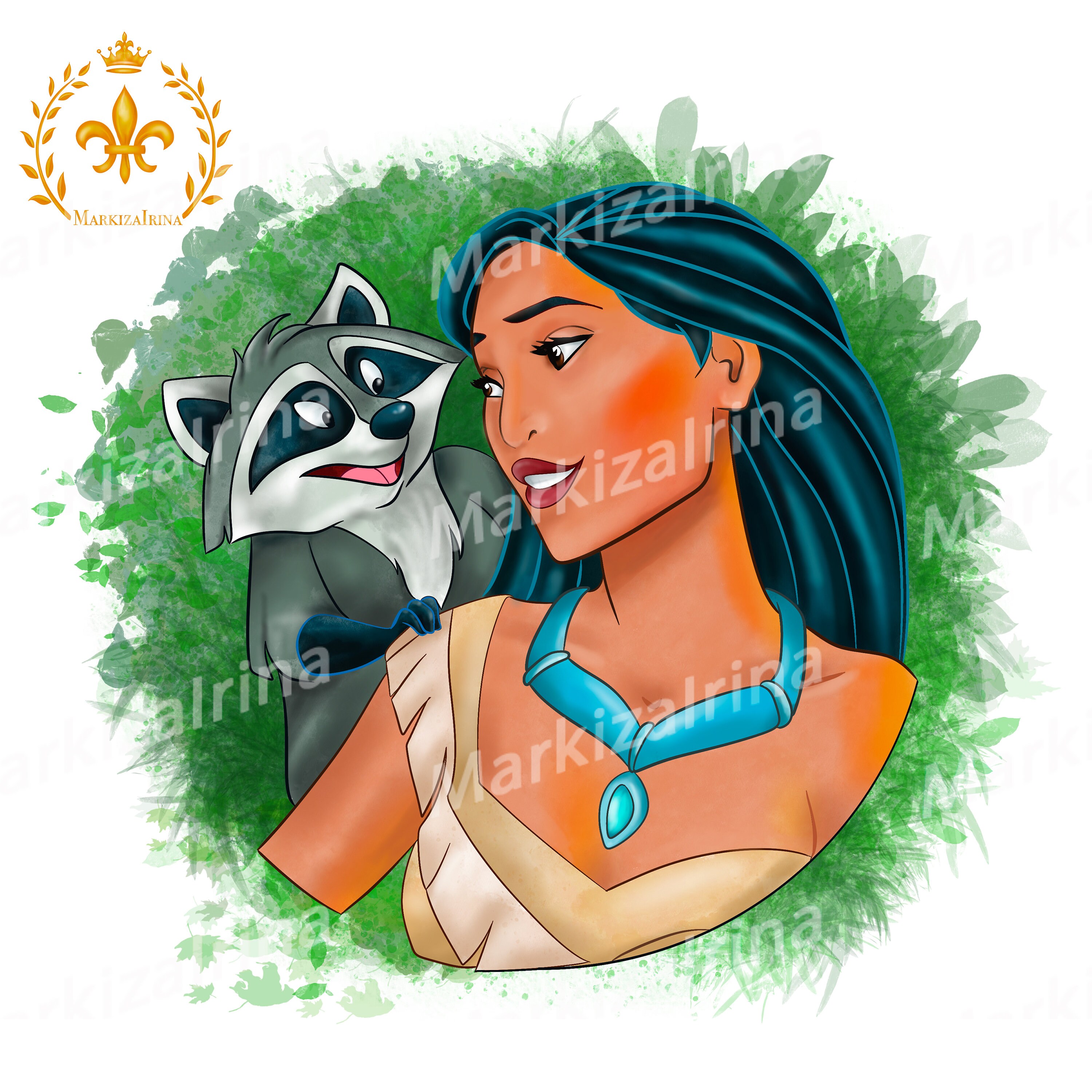 Pocahontas Png,digital Image of the Princess Princess Watercolor ...
