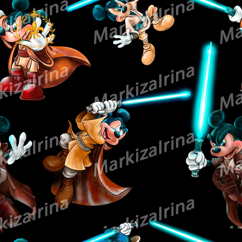 Mickey Mouse Seamless Digital Paper Decorative Space War Pattern High ...