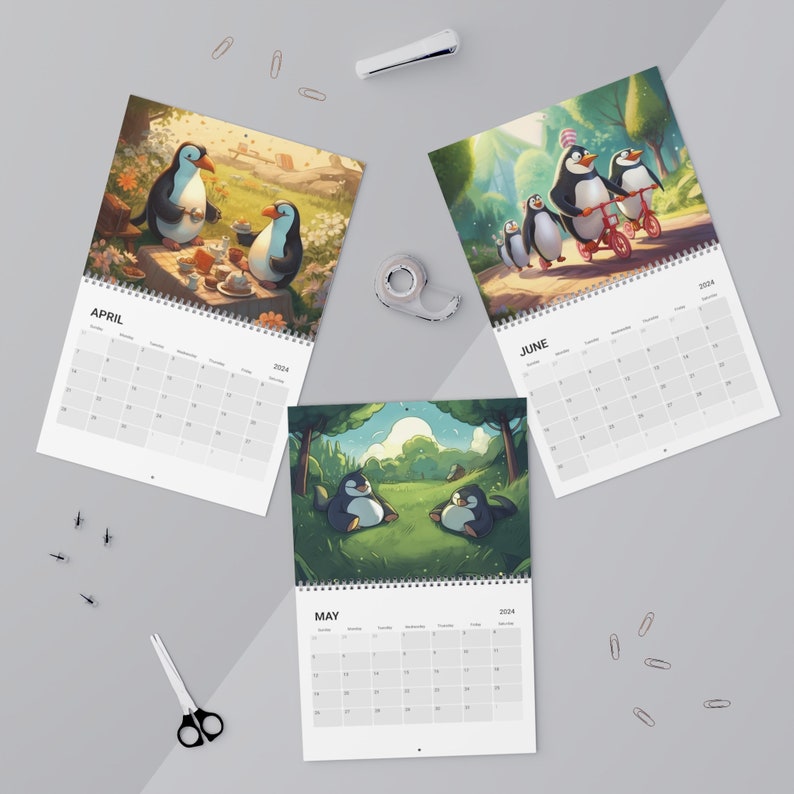 Cartoon Penguin Calendar 2024 - Etsy