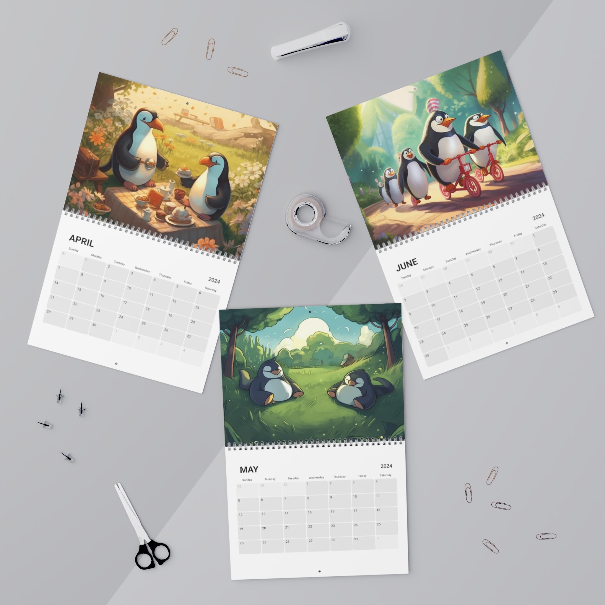 Cartoon Penguin Calendar 2024 - Etsy