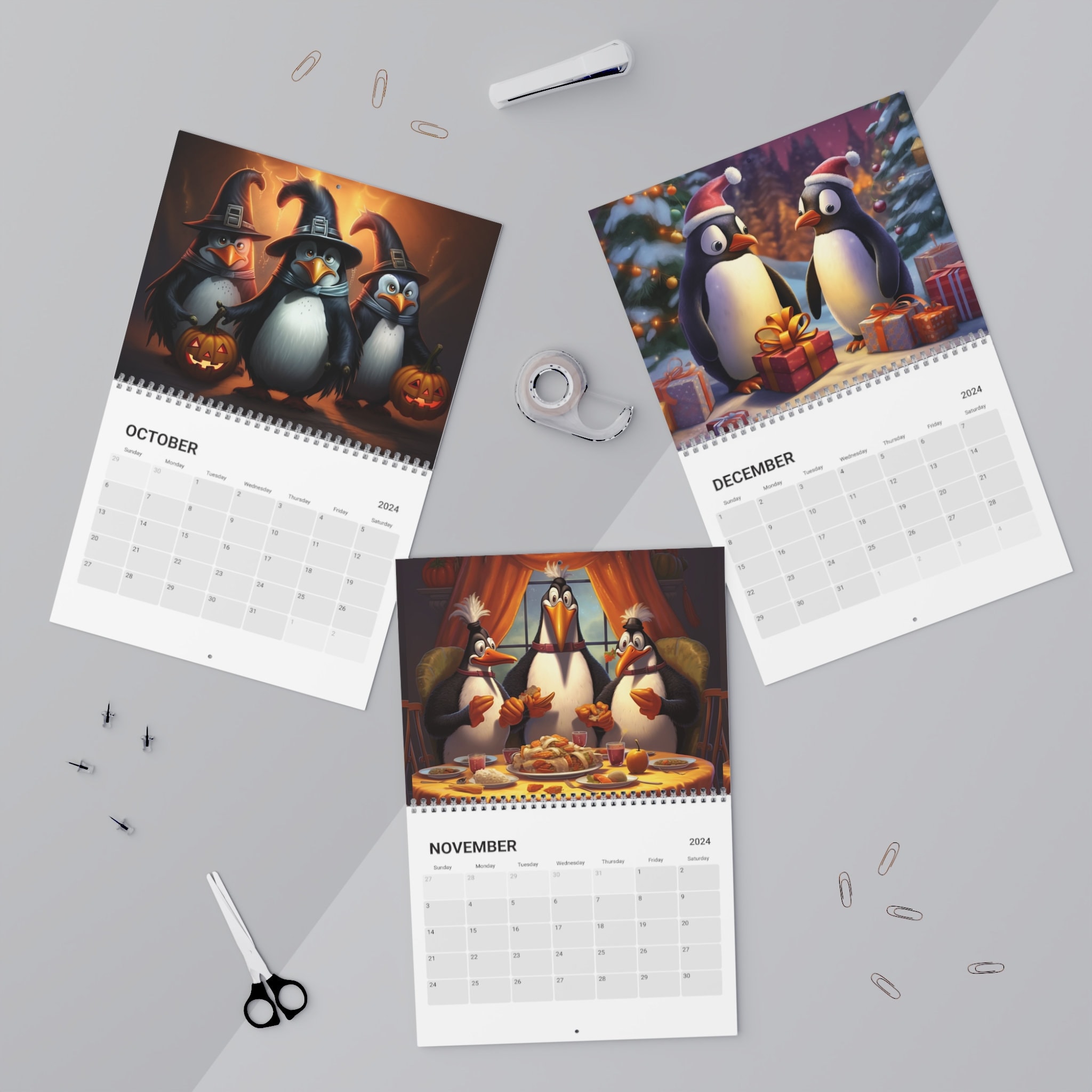 Cartoon Penguin Calendar 2024 - Etsy