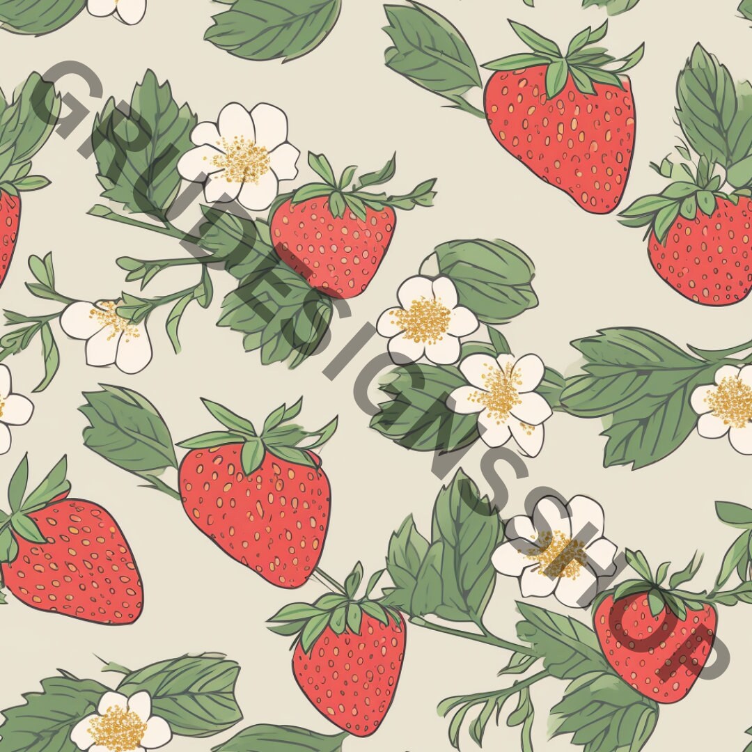Strawberry Seamless Pattern Digital File, Repeat Pattern for ...
