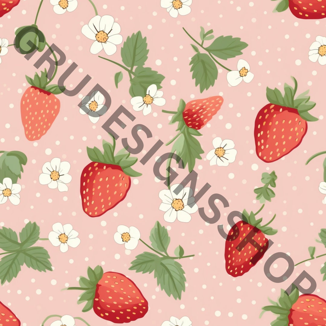 Strawberry Seamless Pattern Digital File, Repeat Pattern for ...