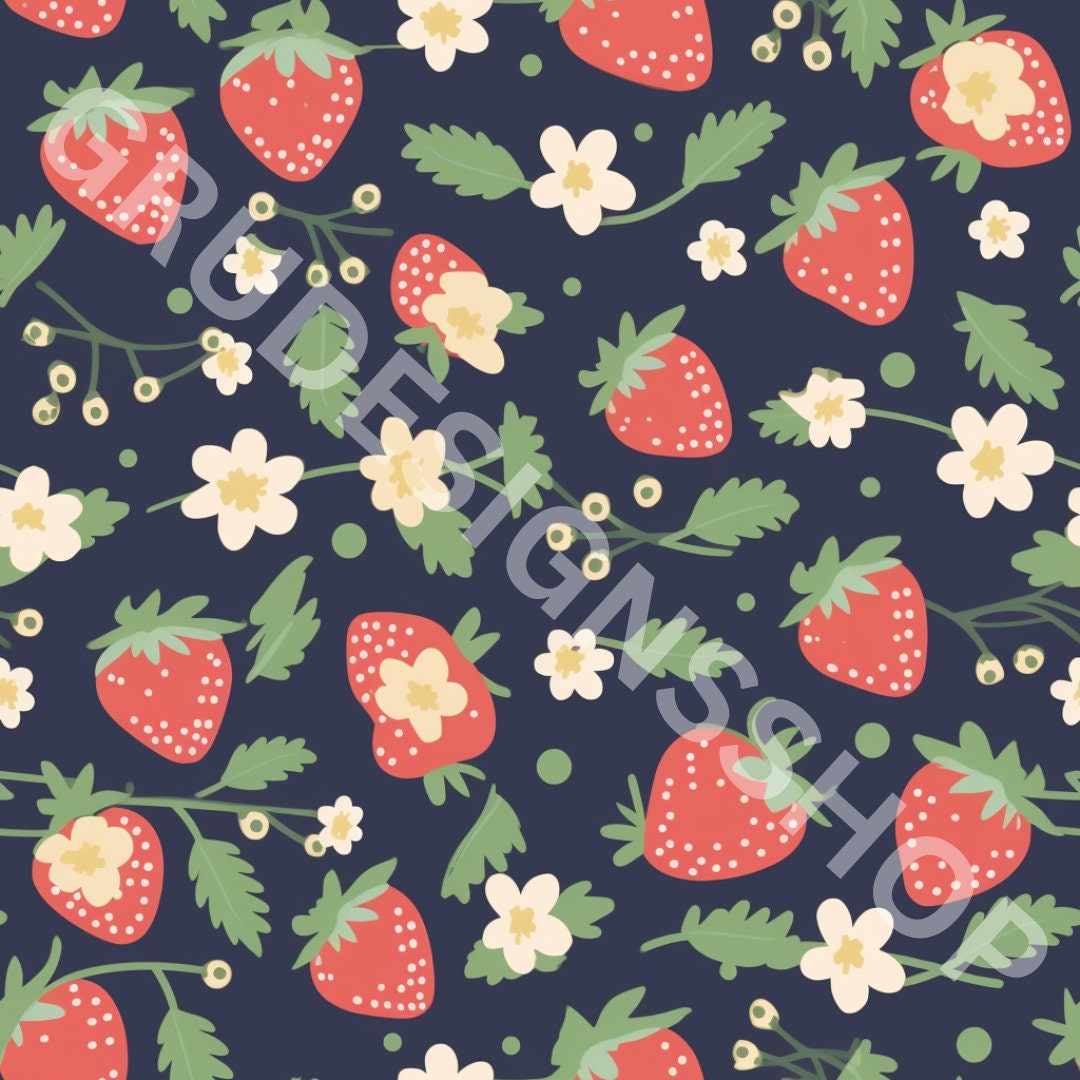 Strawberry Seamless Pattern Digital File, Repeat Pattern for ...