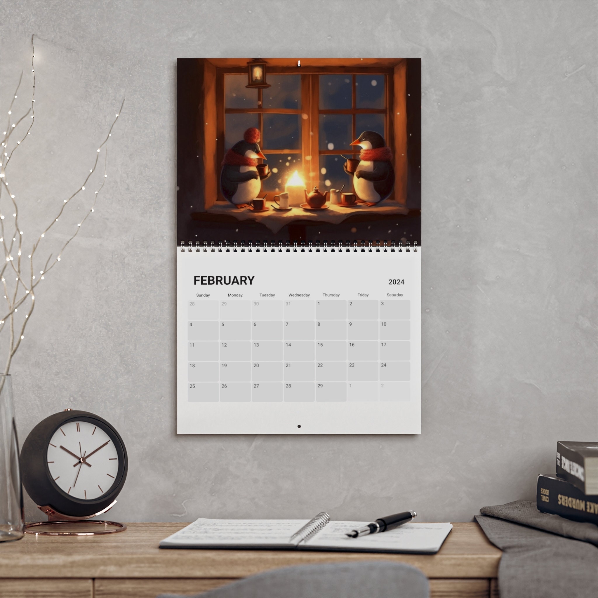 Cartoon Penguin Calendar 2024 - Etsy