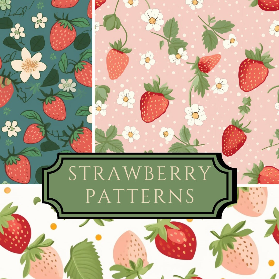 Strawberry Seamless Pattern Digital File, Repeat Pattern for ...