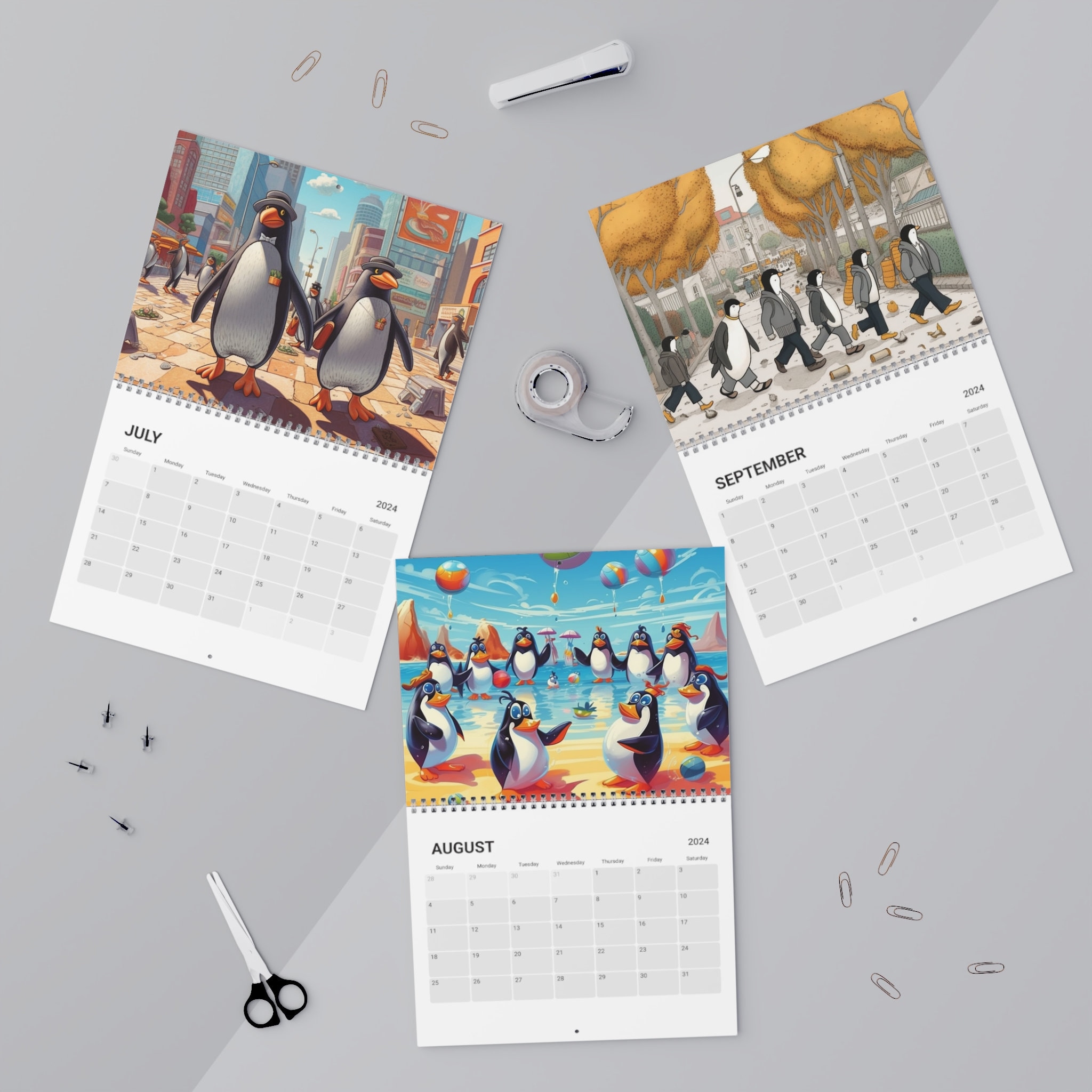 Cartoon Penguin Calendar 2024 - Etsy