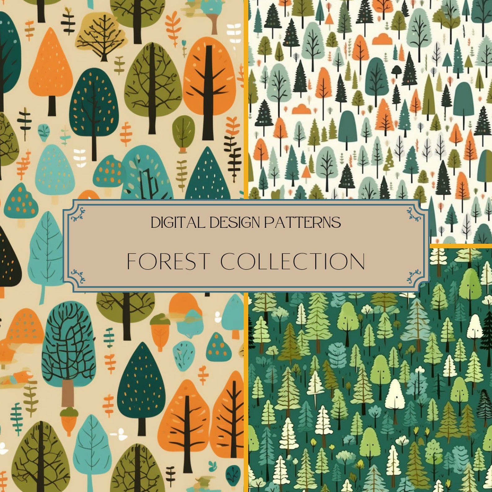 Forest Digital Patterns - Scrapbook Papers -seamless Patterns - Digital ...