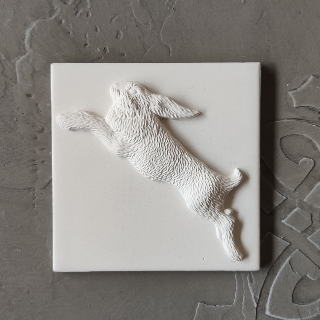 3D Tile With Bunny/rabbit Applique, Square Tile, Decorative Tiles ...