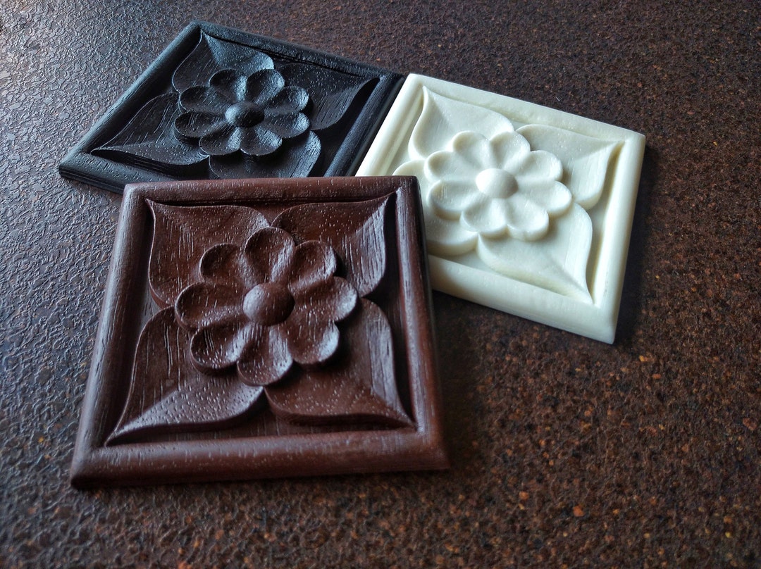 Square Decorative Tile 10x10cm (3.85inch) , Resin Mouldings With Wood ...