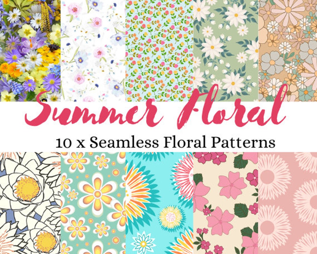10 Summer Floral Seamless Patterns Floral Prints Scrapbook - Etsy UK
