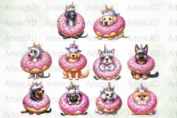 Printable Unicorn Dog Donut Clipart, Cute Dog in Donut Costume ...