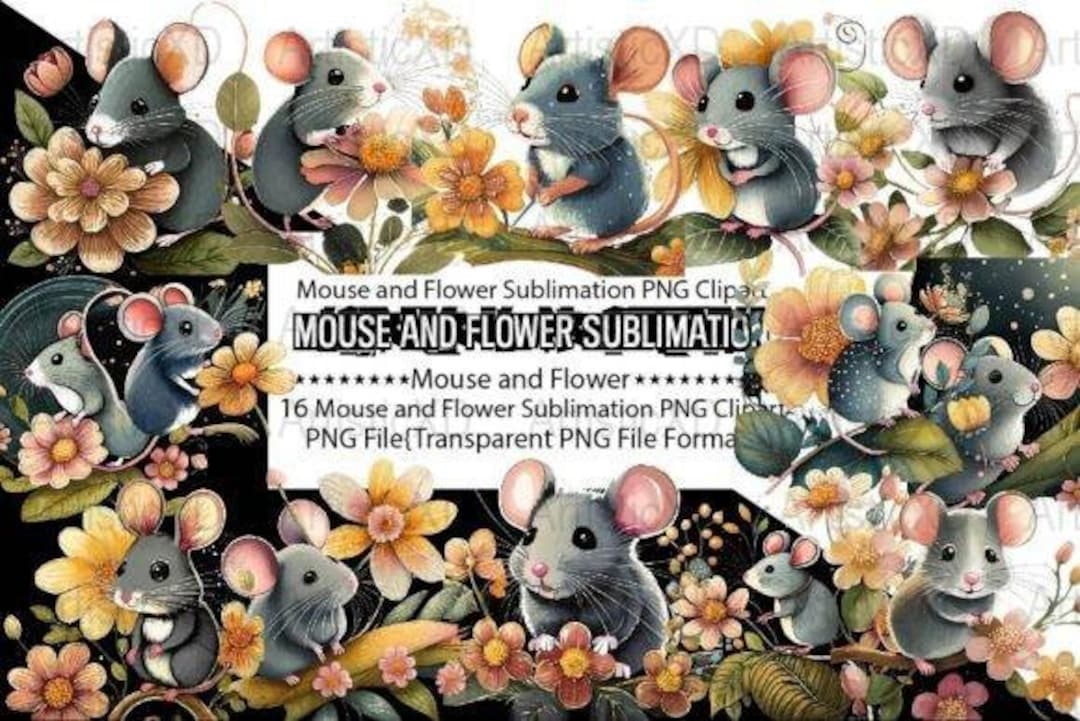 Cute Mouse Floral T-shirt, Whimsical Mice With Flowers, Garden Animal ...