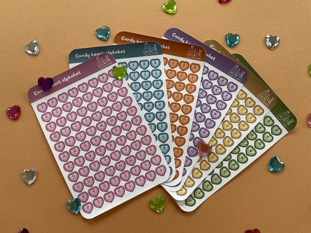 Candy Hearts Alphabet Sticker Sheet / Alphabet Letters - Etsy
