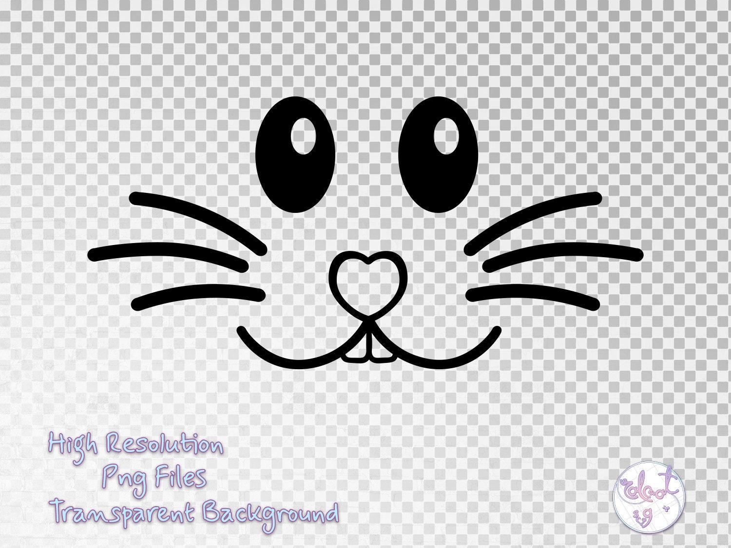 Bunny Face Svg, Simple Cut File for Cricut, Silhouette, Easter Svg, Png ...