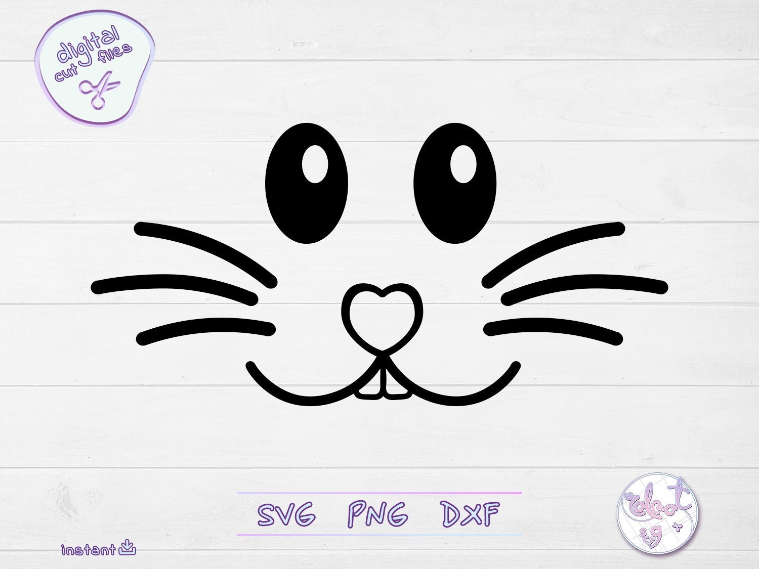 Bunny Face Svg, Simple Cut File for Cricut, Silhouette, Easter Svg, Png ...