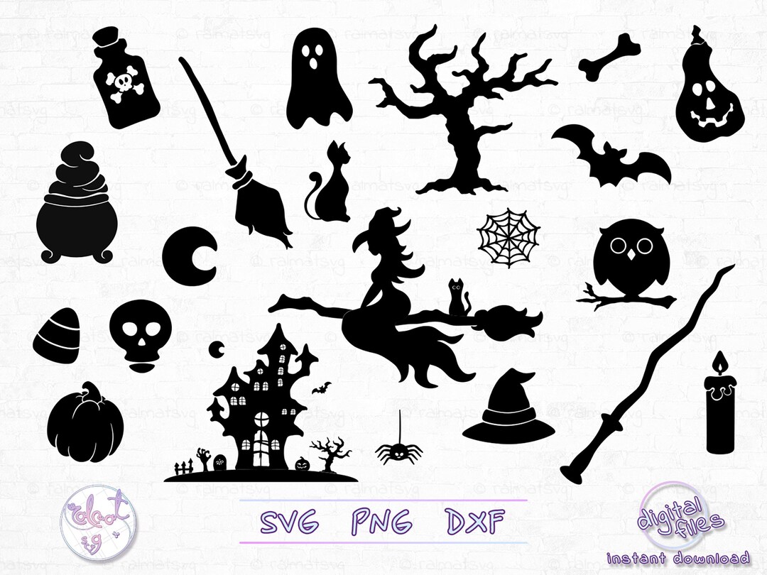 Cute Halloween SVG Bundle: Digital Files for Cricut, Dxf Graphics ...