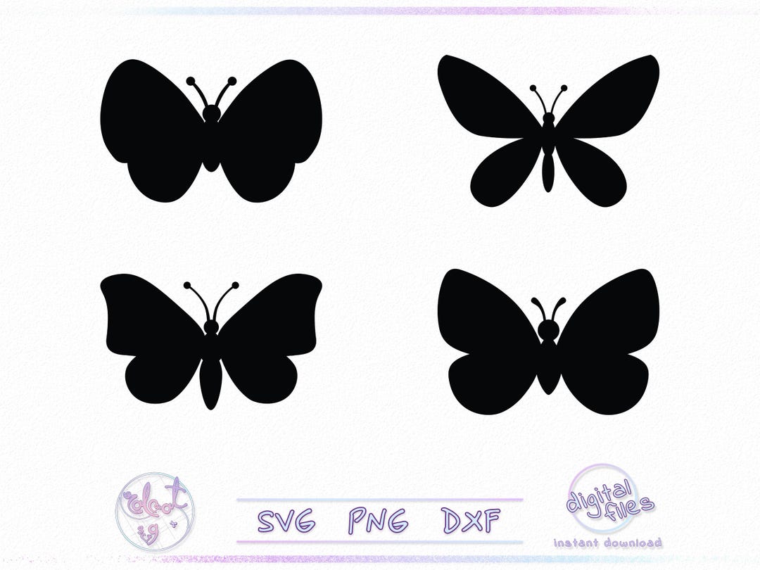 Butterfly Svg Bundle, Butterflies Silhouettes Clipart, Black and White ...