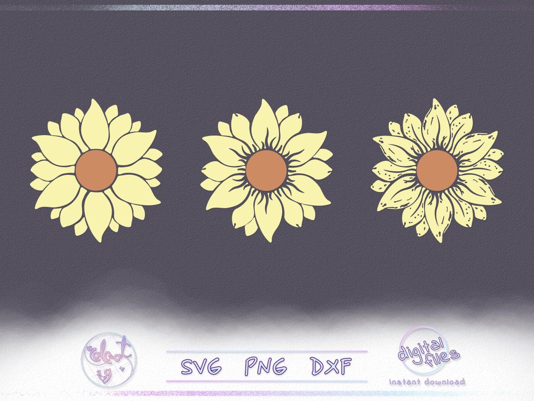 Sunflower Svg, Sunflower Png, Dxf File, Svg Bundle, Cut Files for ...