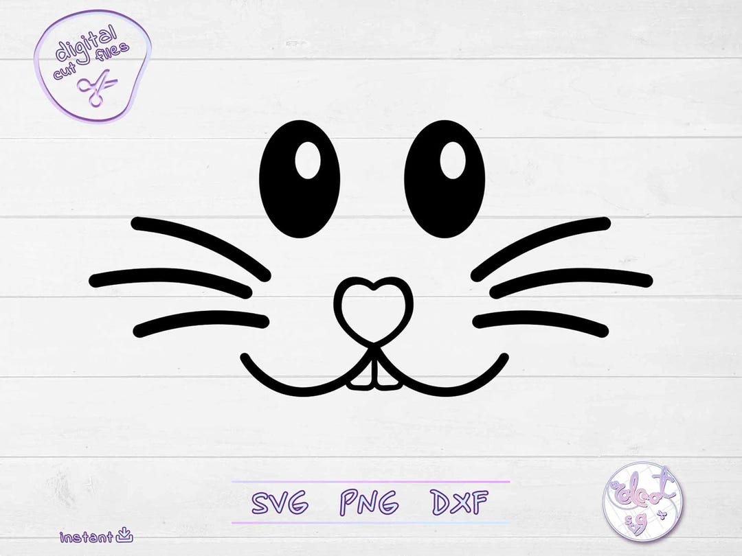 Bunny Face Svg, Simple Cut File for Cricut, Silhouette, Easter Svg, Png ...